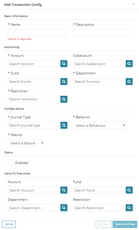 Transaction Config – actscloud.net