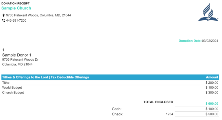 Donor Receipt Report – actscloud.net