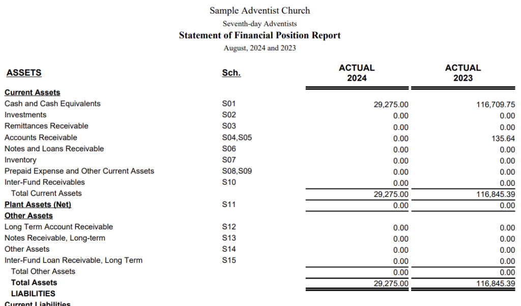 Statement of Financial Position Report – actscloud.net